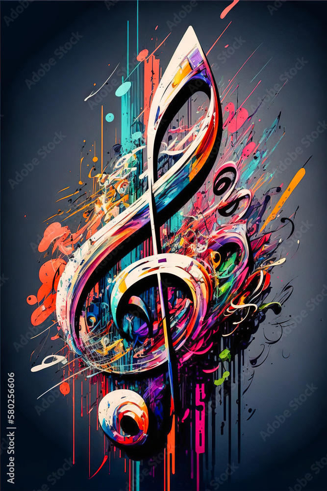 Music graphite poster, treble clef and notes. Background, wallpaper ...