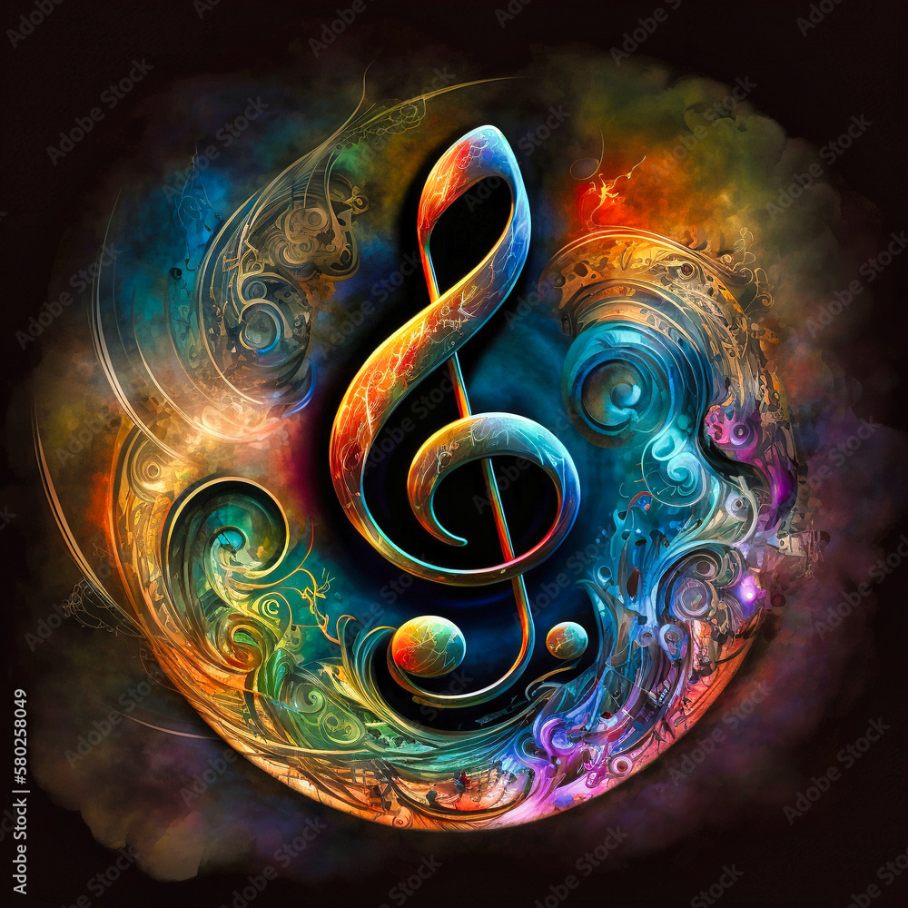 Music graphite poster, treble clef and notes. background, wallpaper ...