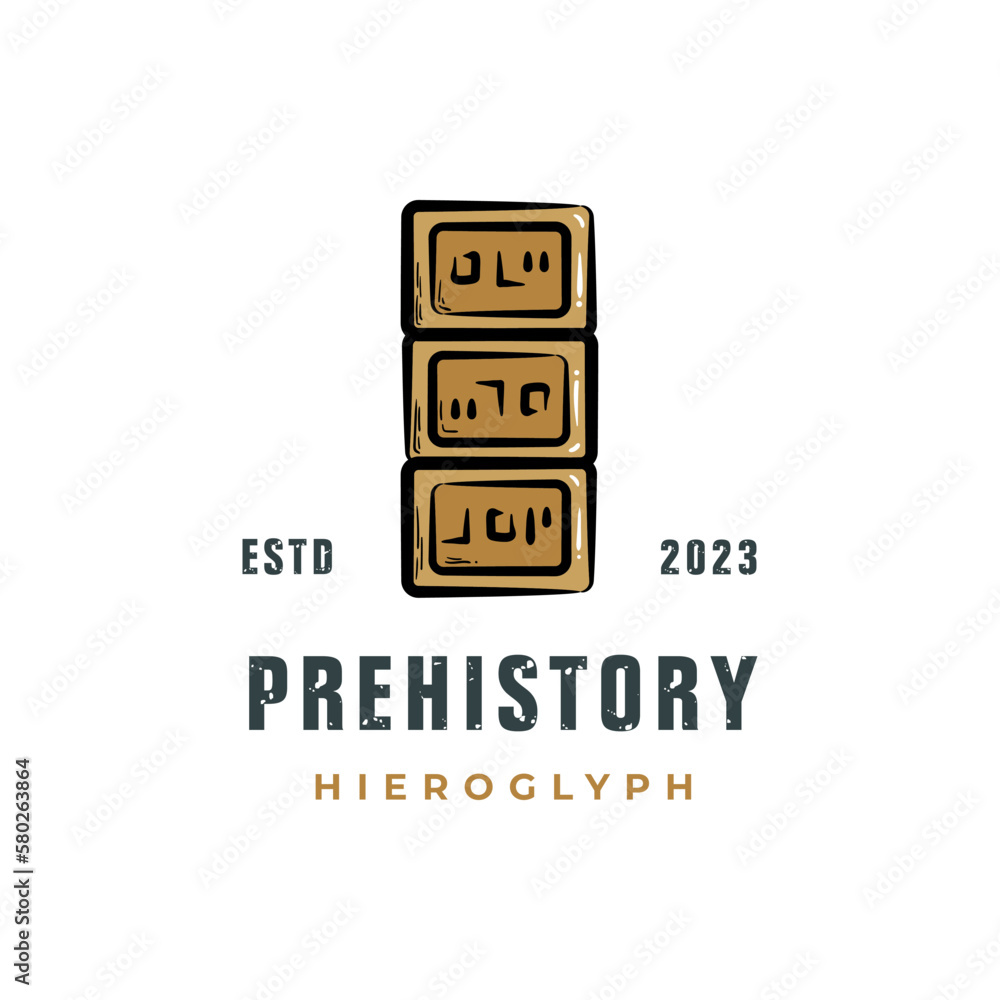 Hieroglyph ancient pre history egypt coptic logo icon, hand drawn ...