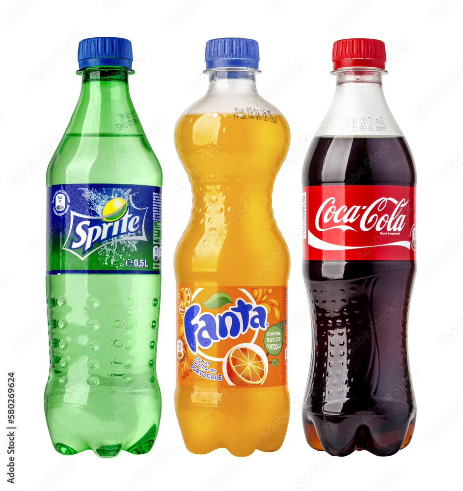 bottle Of Coca-Cola, Fanta, Sprite Isolated Stock Photo | Adobe Stock