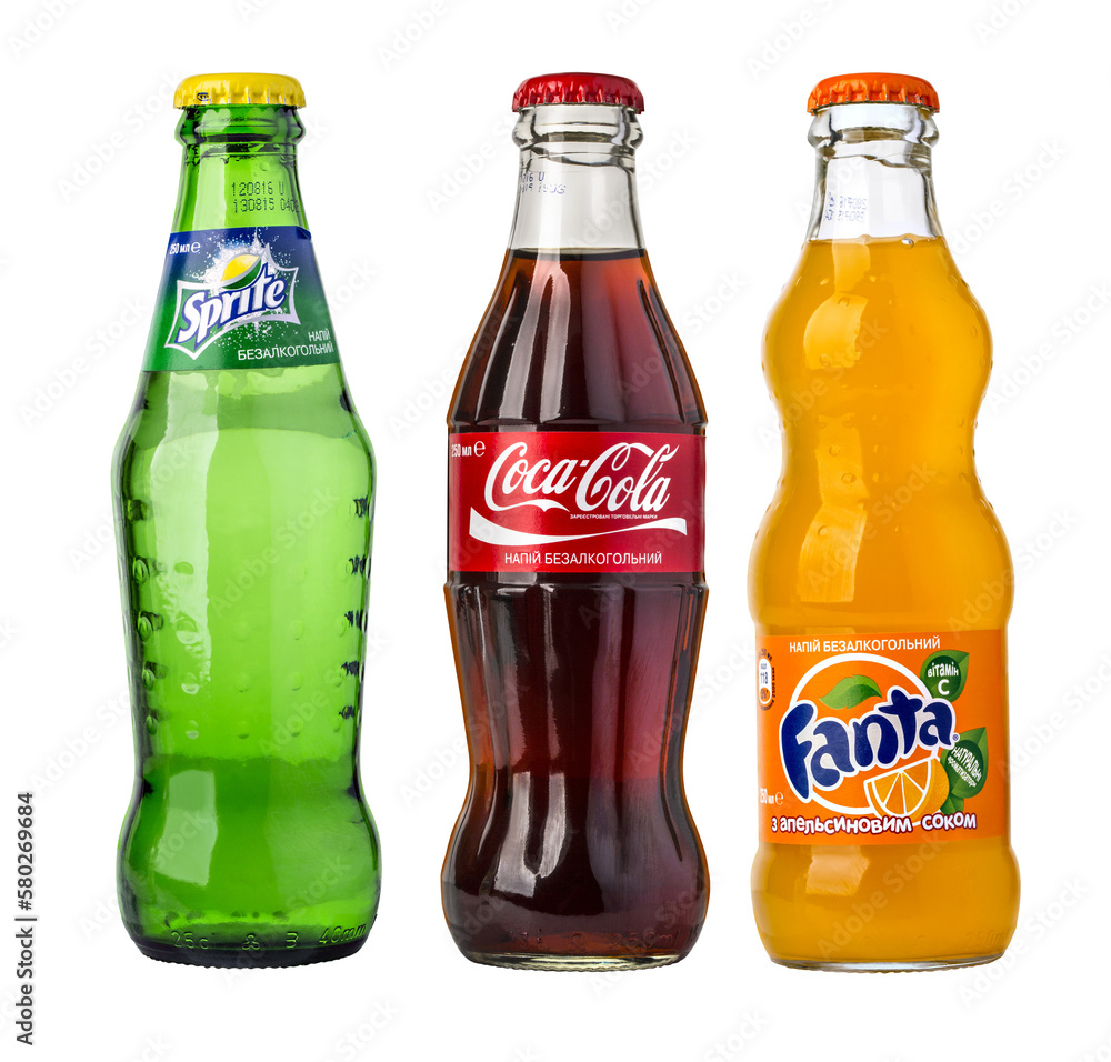 Coca-Cola, Fanta and Sprite glass bottles Stock Photo | Adobe Stock
