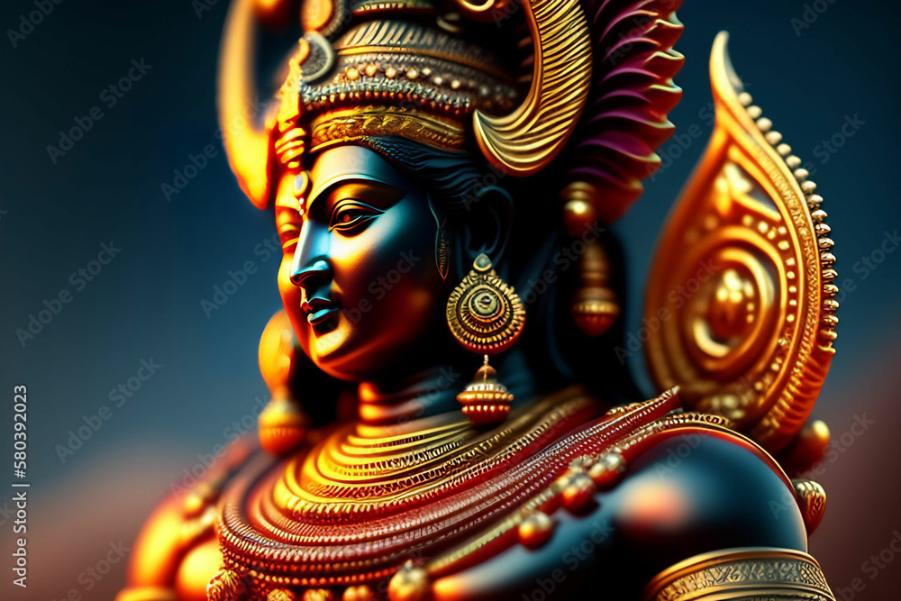 hindu god shiva buddha statue in golden crown golden Statue of Lord ...
