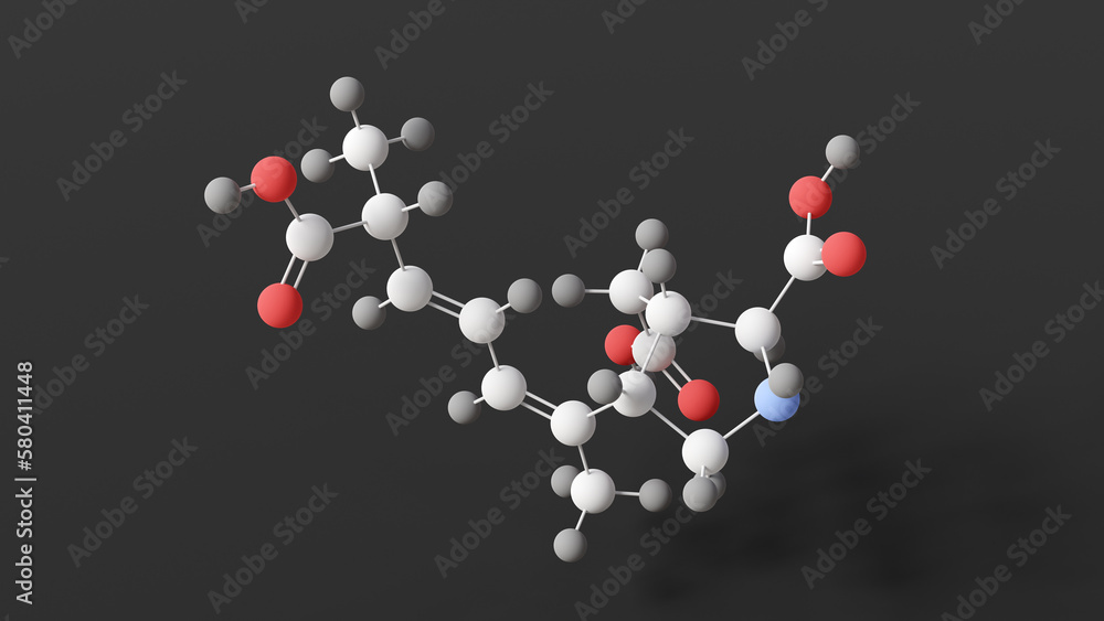 domoic acid molecule, molecular structure, neurotoxin, ball and stick ...