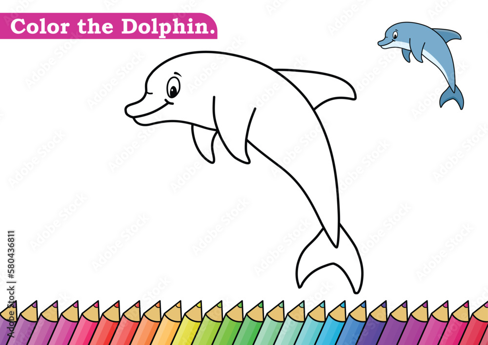 Dolphin coloring page. isolated coloring book. color pages for kids ...