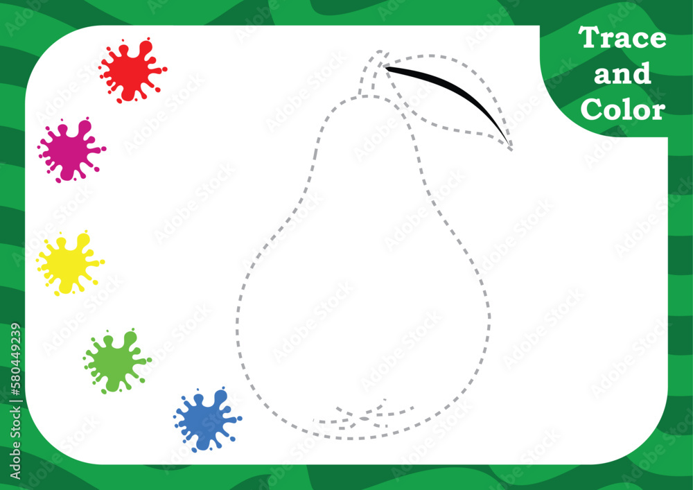 Preschool worksheet for practicing fine motor skill. Trace and color ...