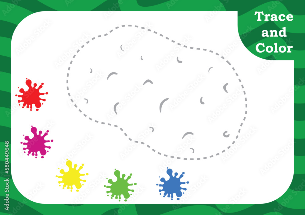 Preschool worksheet for practicing fine motor skill. Trace and color ...