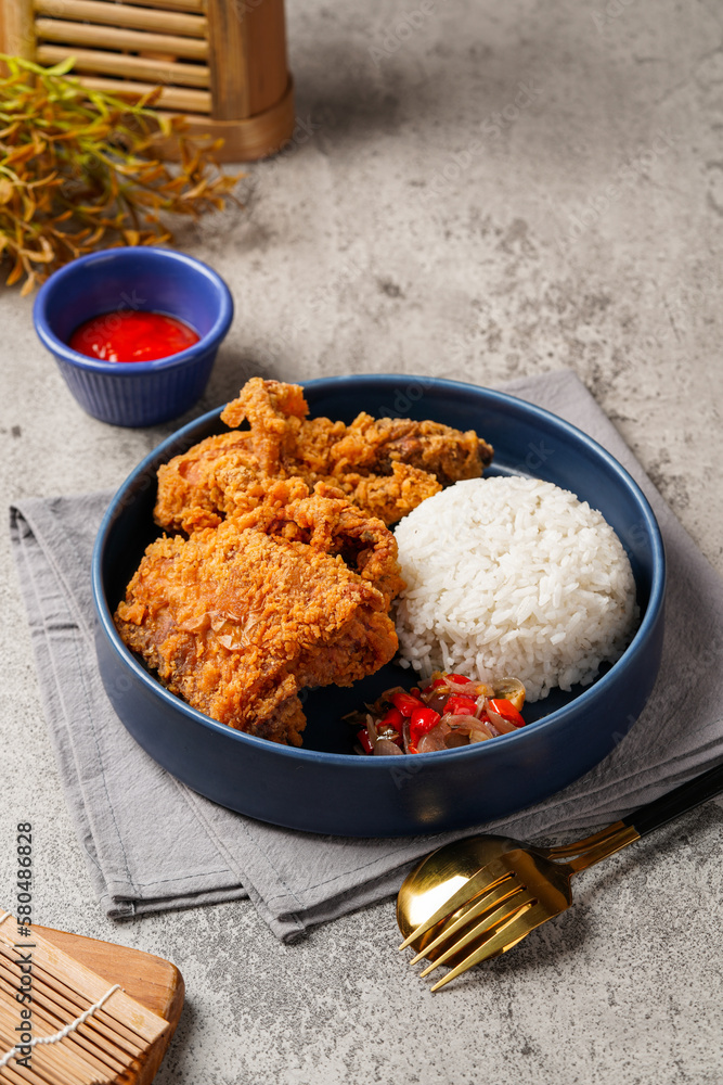 Ayam Geprek is an Indonesian Food crispy fried chicken with hot and ...