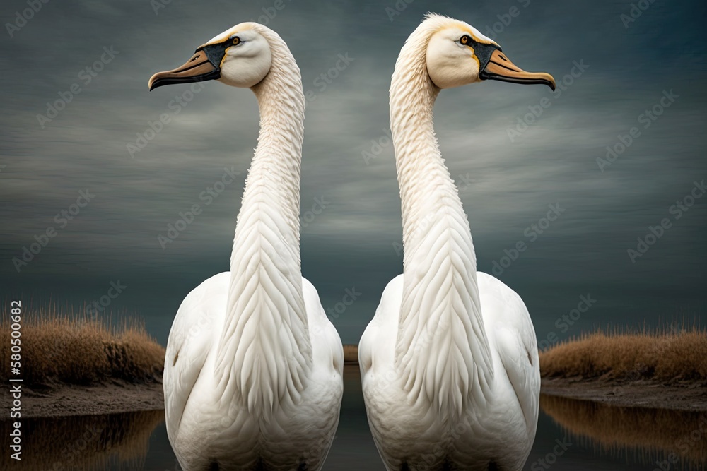 A beautiful picture of two Bewick Swans standing next to each other and ...