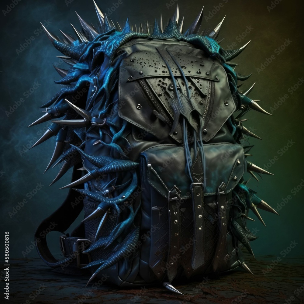 Intimidating Dragon Claw Covered Backpack with Blue Scaly Hide and ...