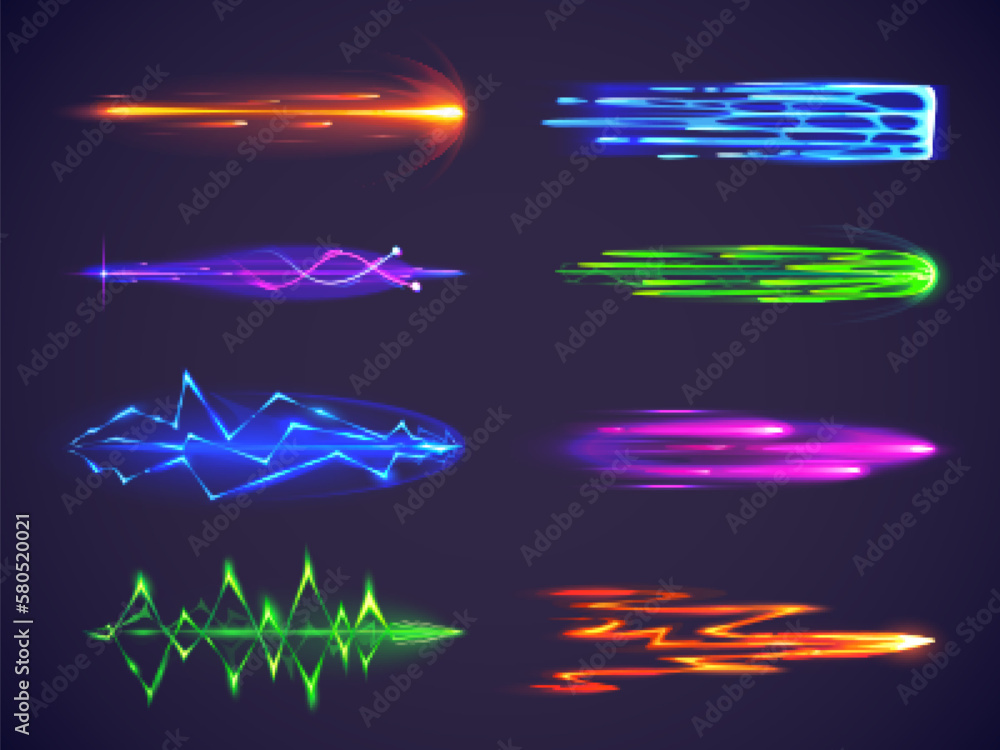 Beam laser effect for weapon or gun in game vector. Magic blaster ...