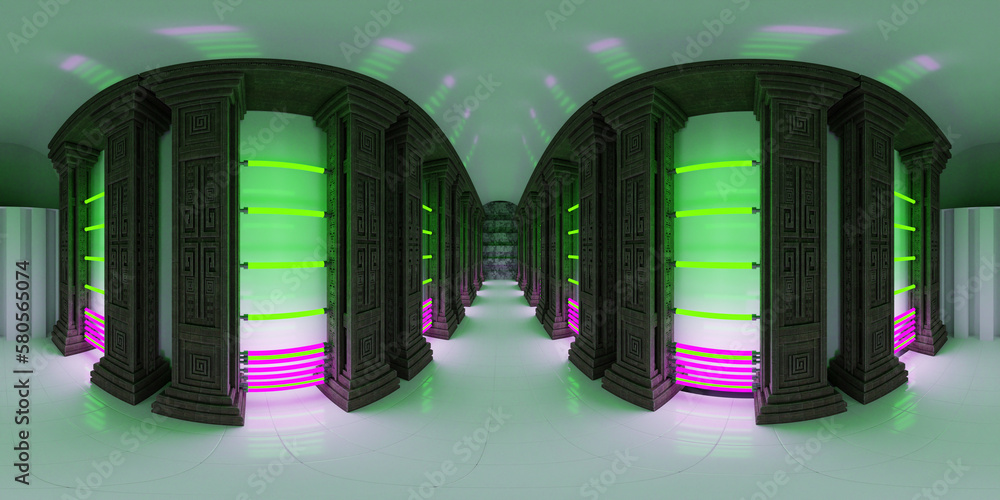 seamless HDRI map, spherical environment panorama background, cyberpunk ...