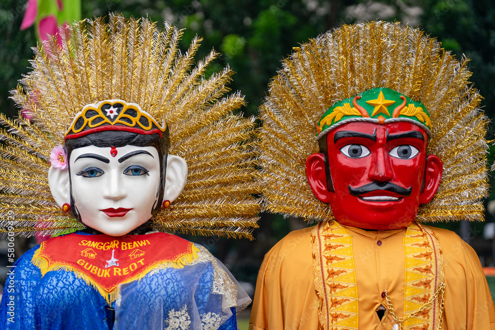 Ondel-ondel is a large puppet figure featured in Betawi folk performance of Jakarta, Indonesia ...