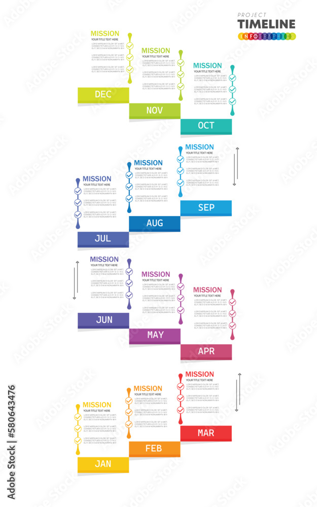 infographic Project timeline graph for 12 months modern diagram ...