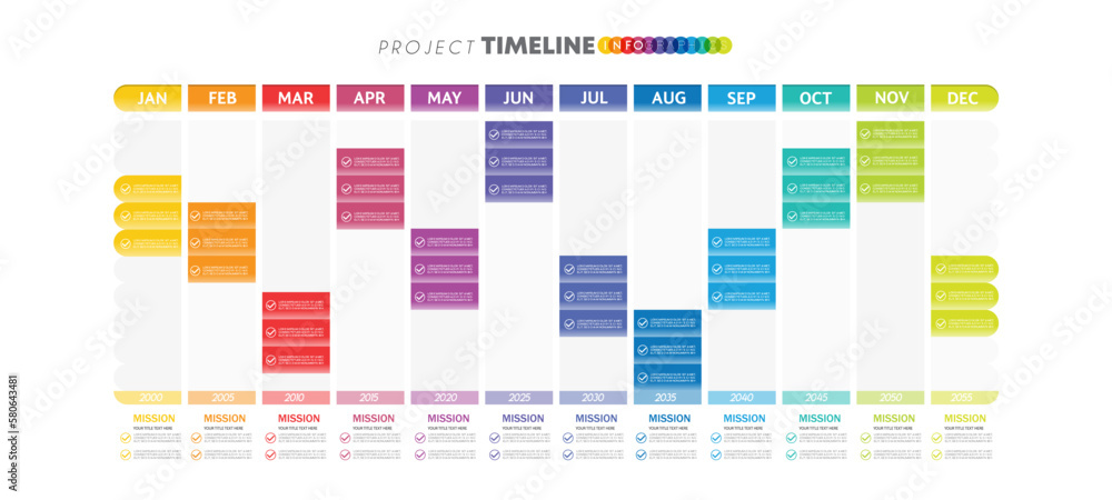 infographic Project timeline graph for 12 months modern diagram ...