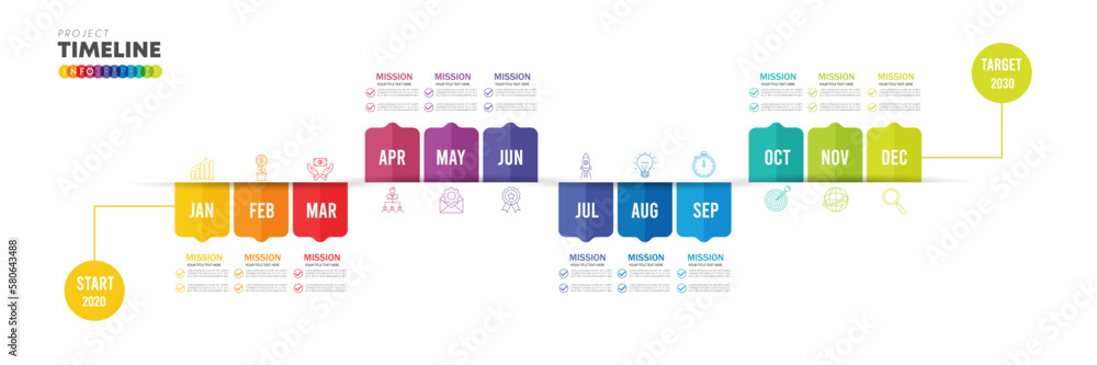 infographic Project timeline graph for 12 months modern diagram ...