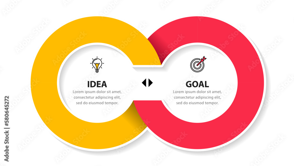 Infographic template. 2 linked circles with text and icons Stock Vector ...