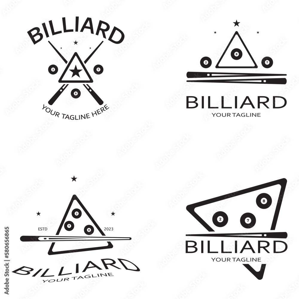 simple billiards logo template illustration with billiard balls and ...