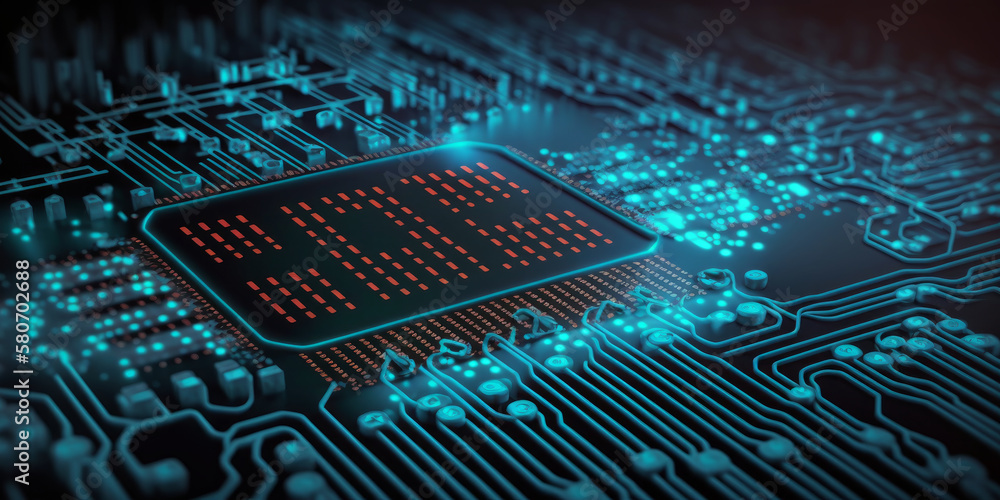 Background of abstract technology with robotic automation, electronic circuit board (PCB ...