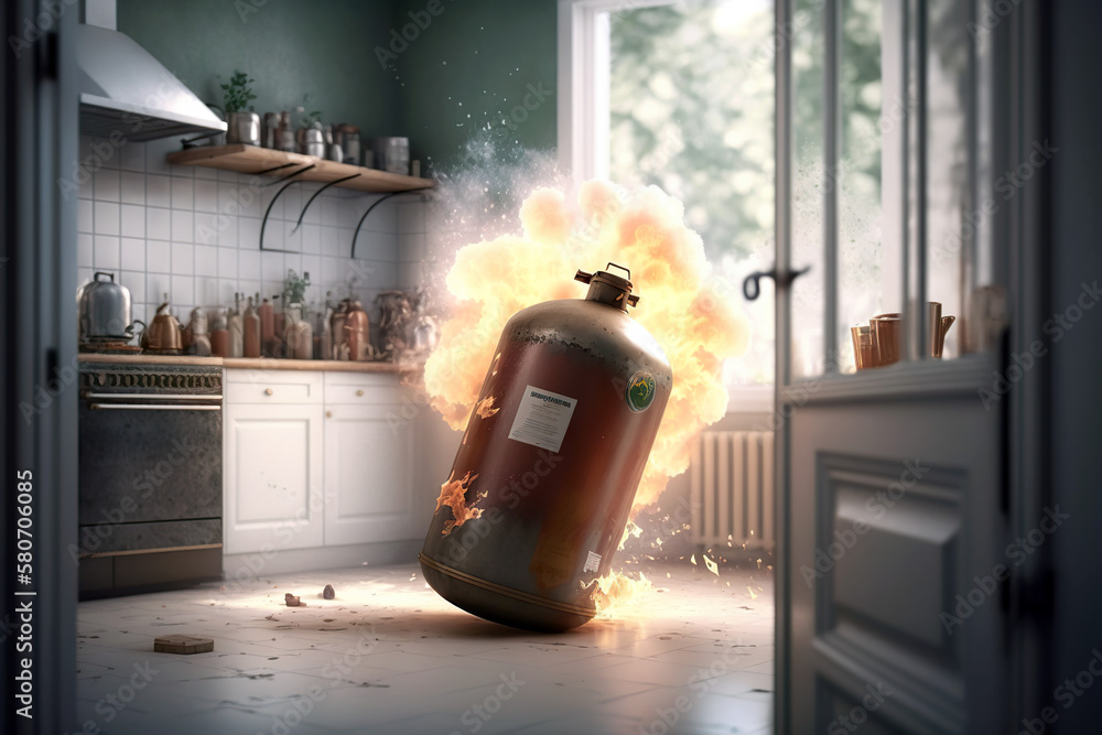 Improper use of a gas cylinder can cause an explosion. A household gas ...