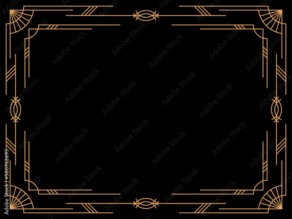 Art deco frame. Vintage linear border. Design a template for ...