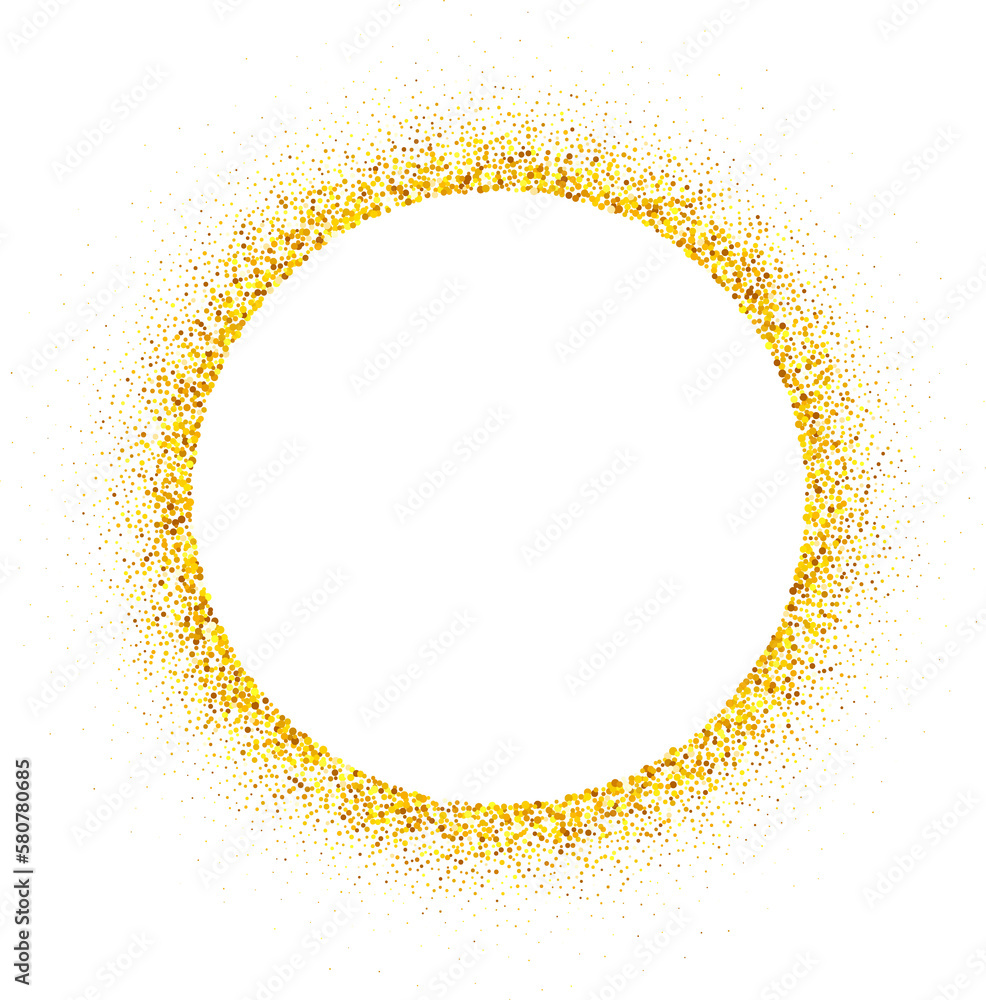 Gold glitter swash shiny round circle frame, luxury shape illustration ...