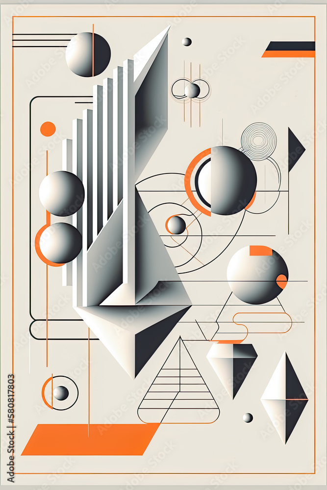 Futuristic retro vector minimalistic Poster with wireframes graphic of ...