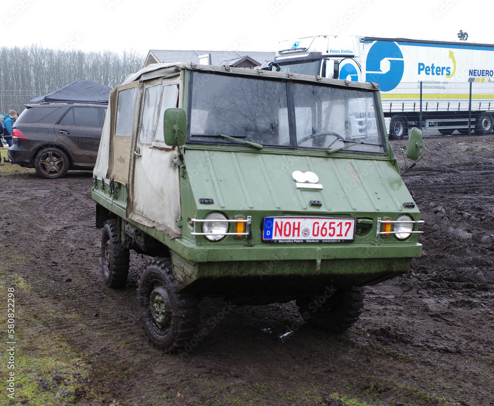 Itterbeck, Germany March 12 2023 A Steyr-Puch Haflinger, an ...