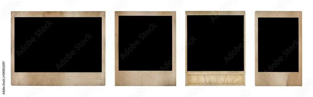 collection of vintage polaroid photo frames on transparent background ...