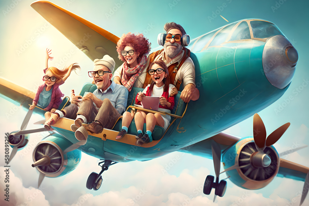 Funny cartoon of a weird family going on a vacation trip literally on ...