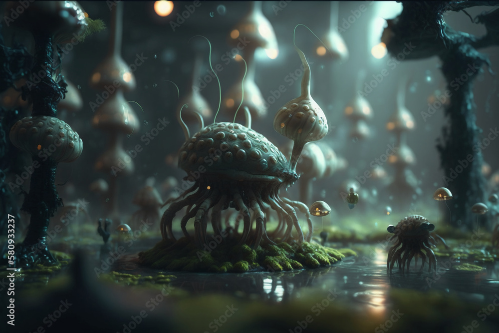 Invasion of hundreds tiny pygmy alien cthulhu mushroom swamp creatures ...