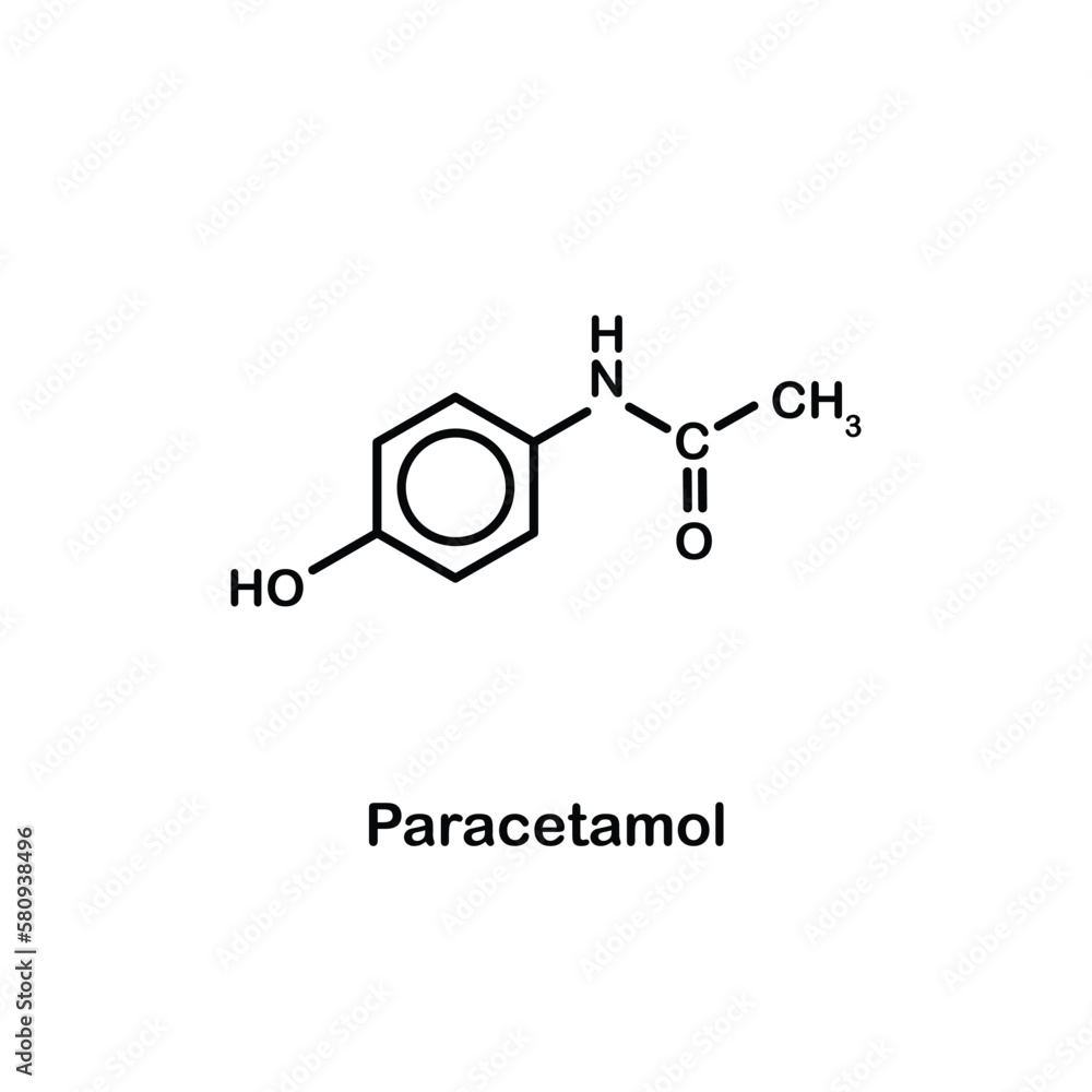 Chemical structure of Paracetamol. Chemical molecular formula vector ...