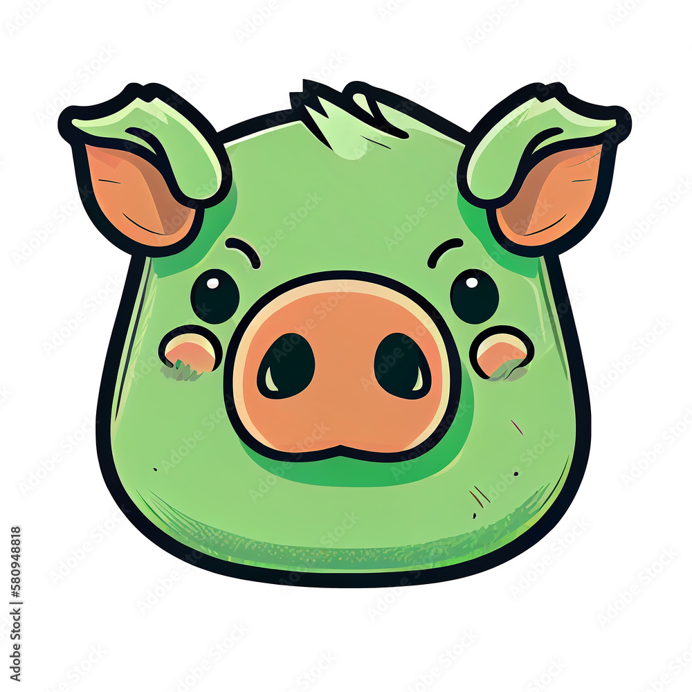 Beautiful Cute pig head kawaii cartoon character illustration ...