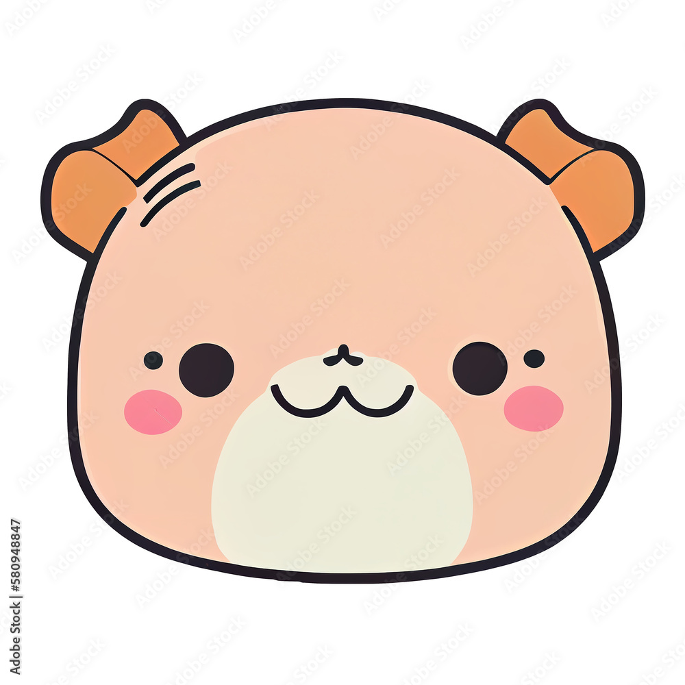 Beautiful Cute pig head kawaii cartoon character illustration ...