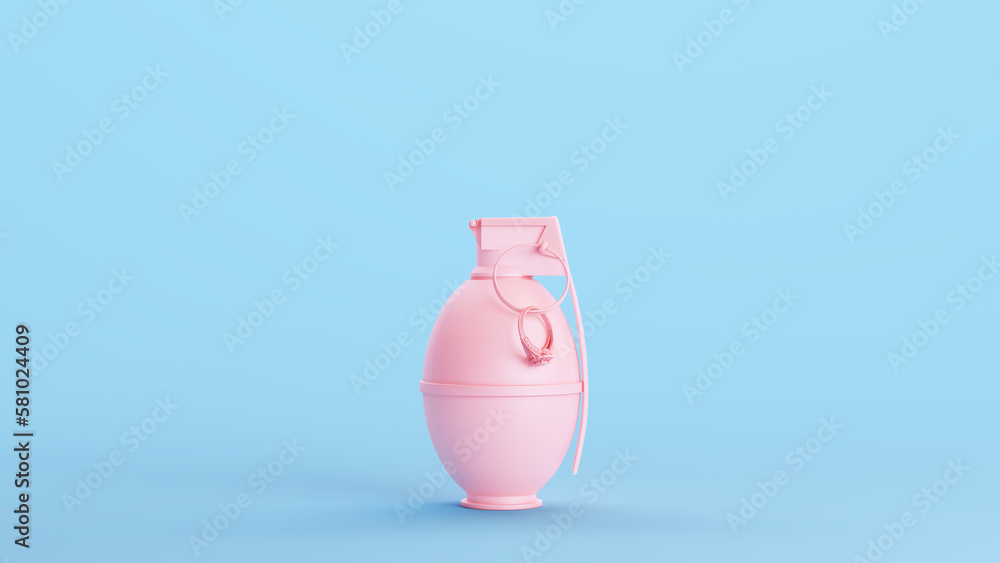 Pink Grenade Retro Weapon Shape Style Gen Z Kitsch Blue Background 3d ...
