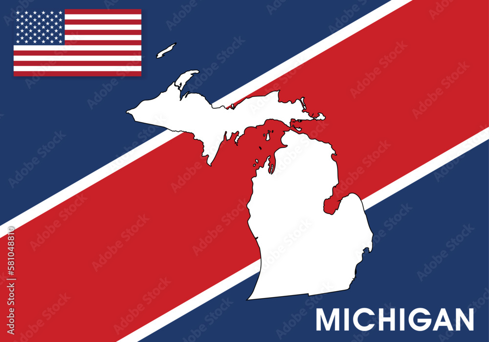 Michigan - USA, United States of America Map vector template. white ...