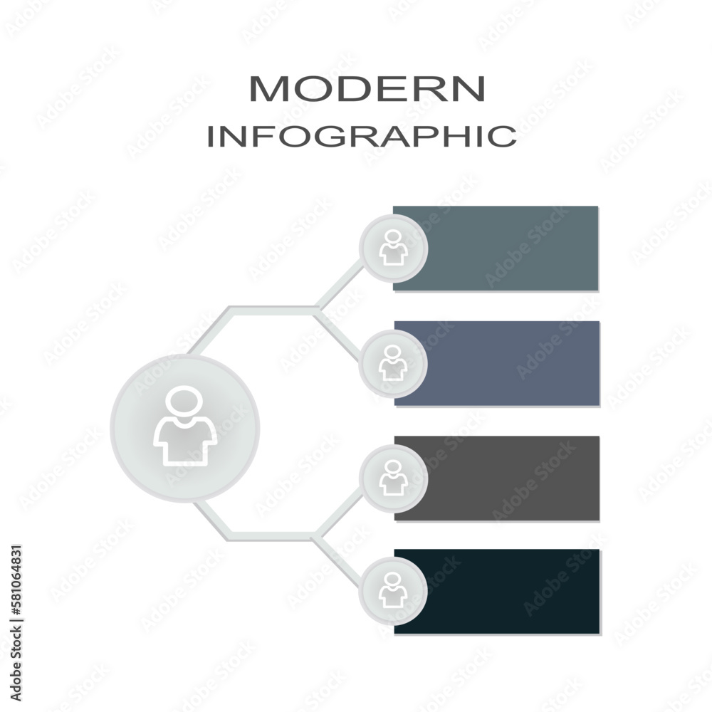 Vector infographic template with 3D paper label, integrated circles ...