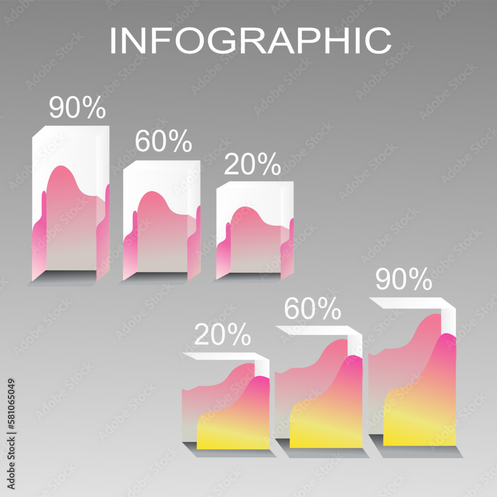 Vector infographic template with 3D paper label, integrated circles ...