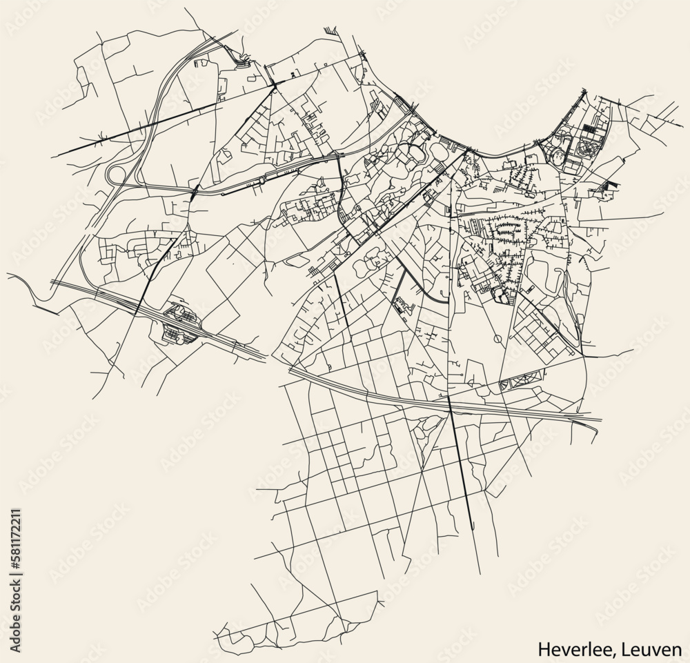 Vettoriale stock di Detailed hand-drawn navigational urban street roads ...