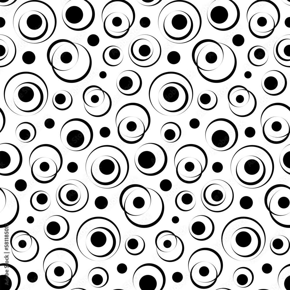 Vector de Stock Seamless abstract pattern. Black circles isolated on white background. Vector ...