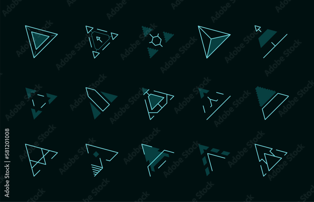 HUD game cursor. Game interface pointer sign for selection and press ...