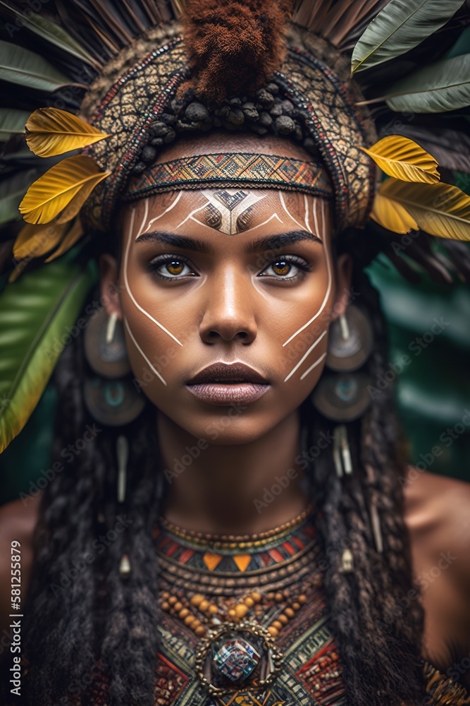 Gorgeous indigenous woman from the Amazon rainforest. Generative AI ...