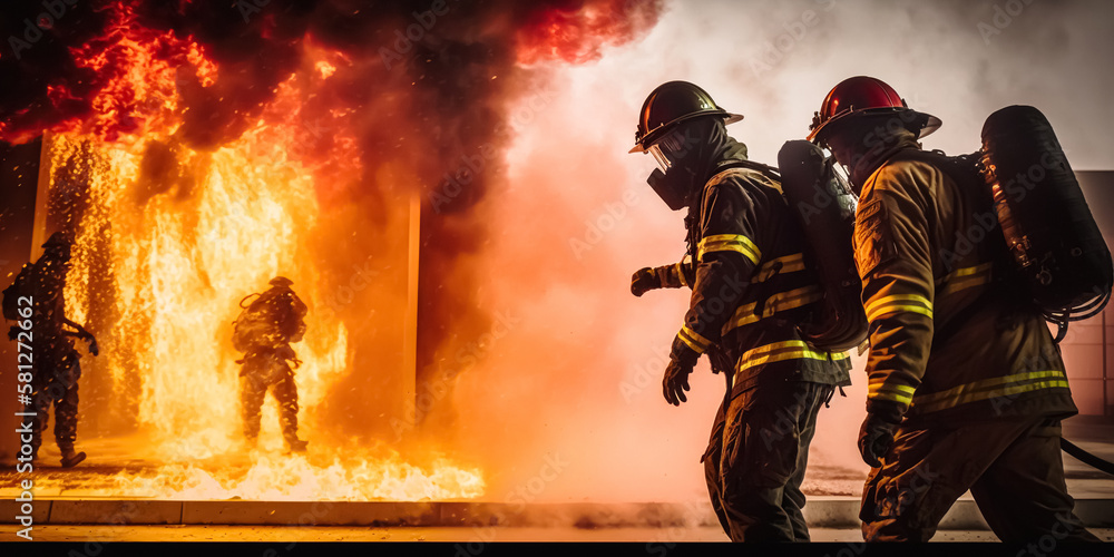 Fireman saves man from burning home. Firefighters use water and fire ...