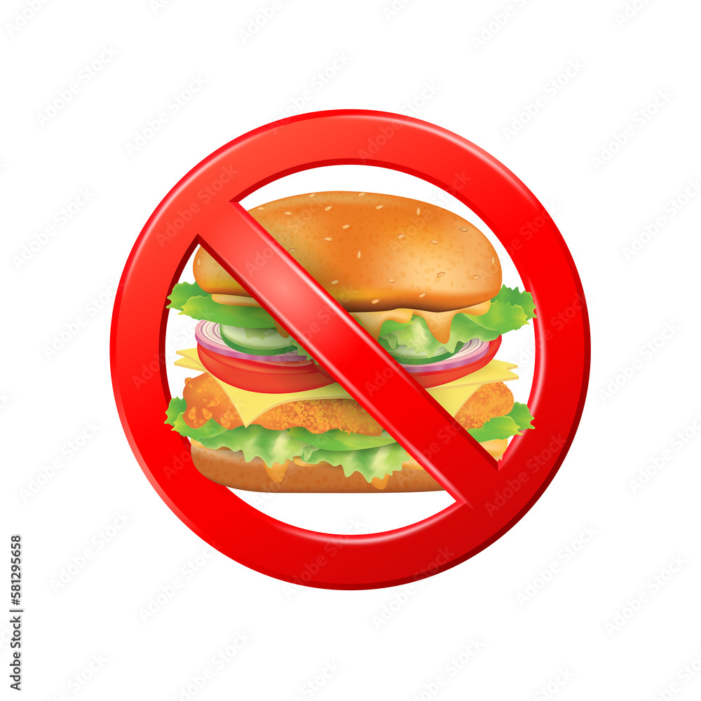 Stock-Illustration „Fast food inside red banned sign. Fast food danger ...