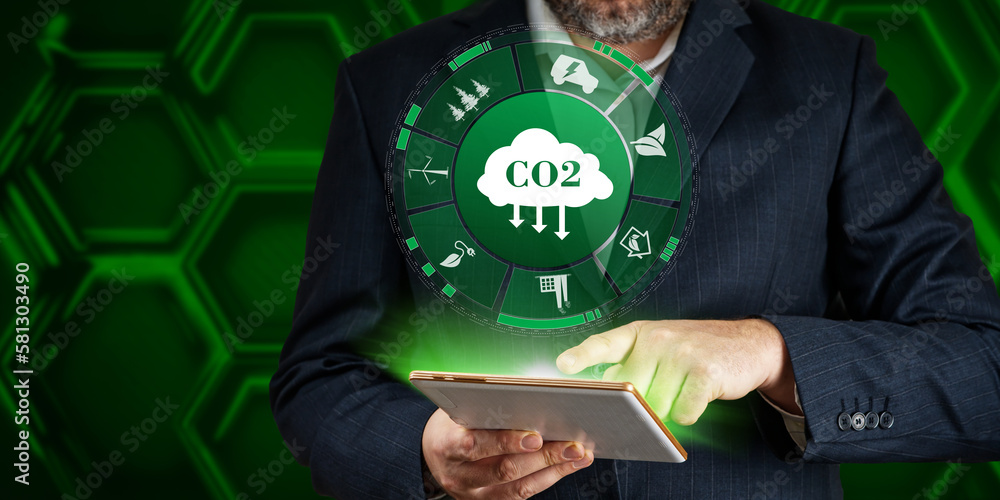 Lower CO2 emissions concept. Global warming and climate change limit ...