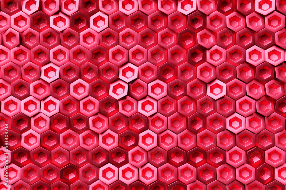 3d illustration honeycomb mosaic. Realistic texture of geometric grid ...