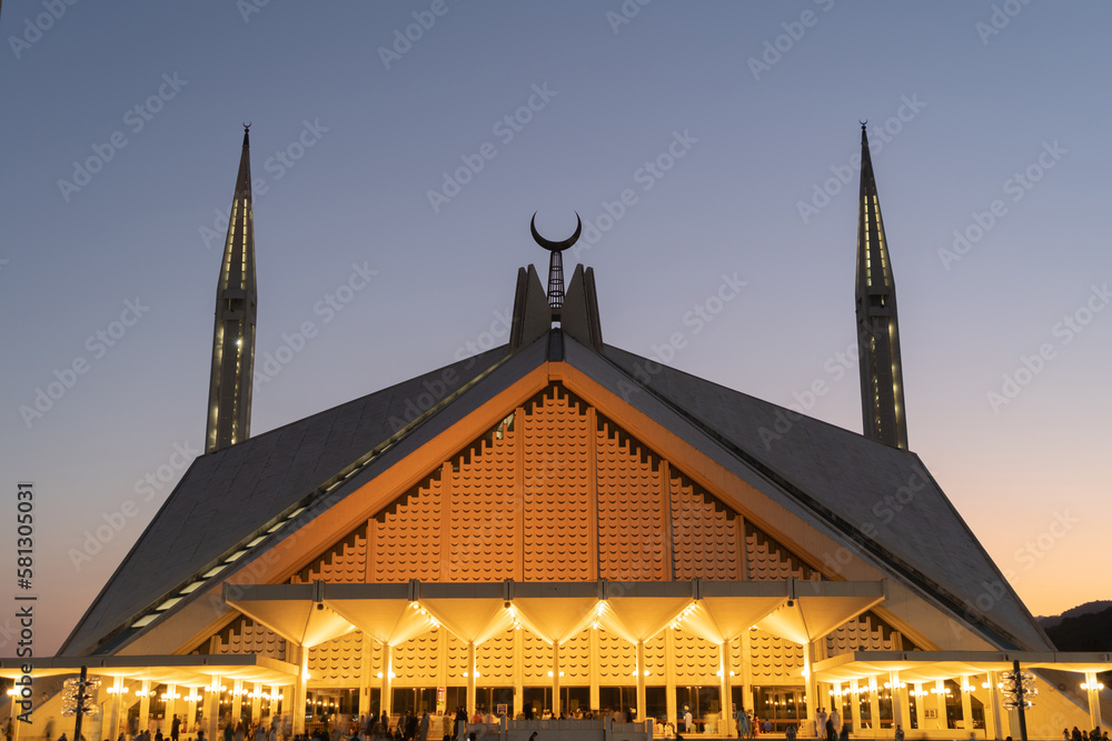 Faisal Mosque. The largest mosque in Islamabad, Pakistan. Muslim or ...