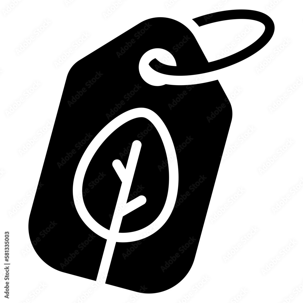 eco tag icon with glyph style and 64 px base. Suitable for website ...