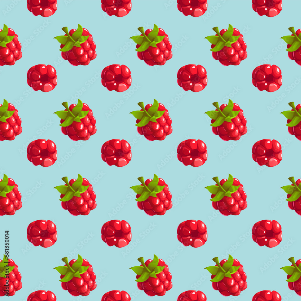 Raspberry Pattern on a blue background. Design for Textile, Label ...