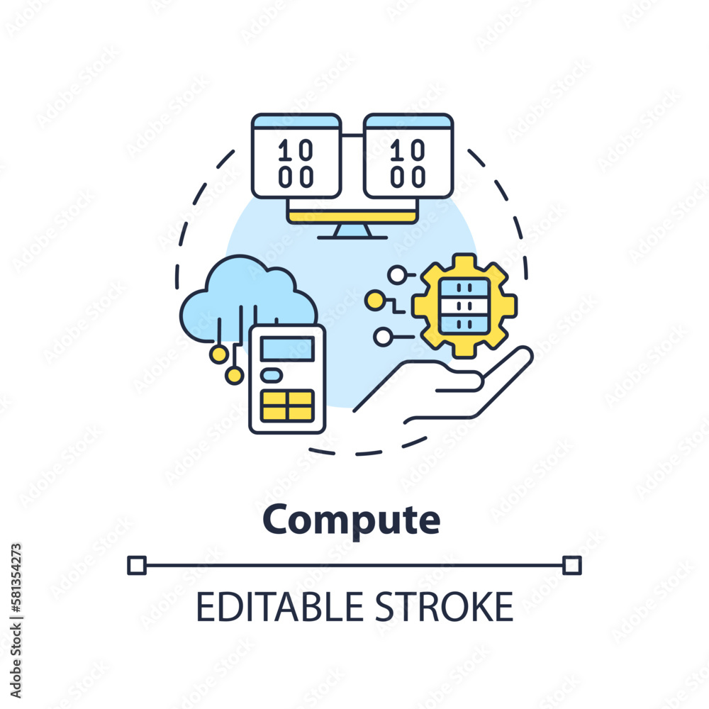 Compute concept icon. Operations with information. Data lake vs data ...