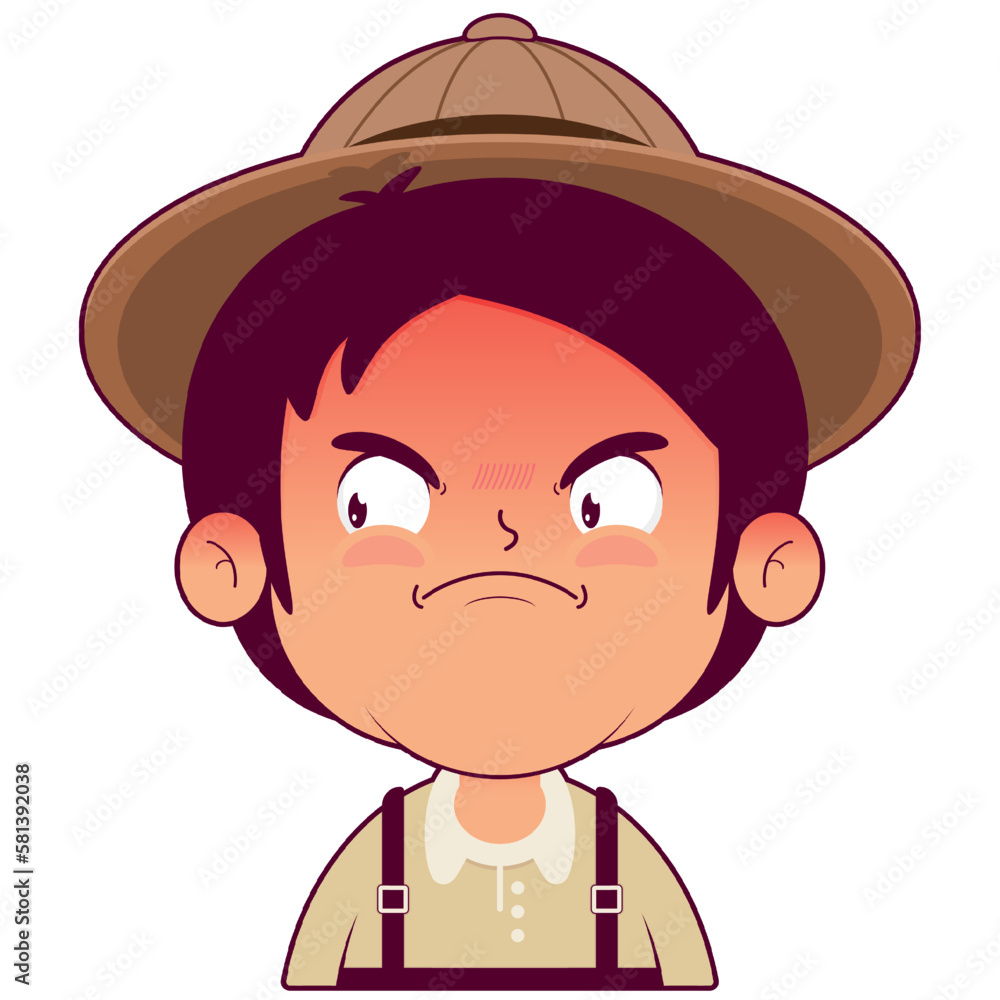 boy angry face cartoon cute Stock Vector | Adobe Stock